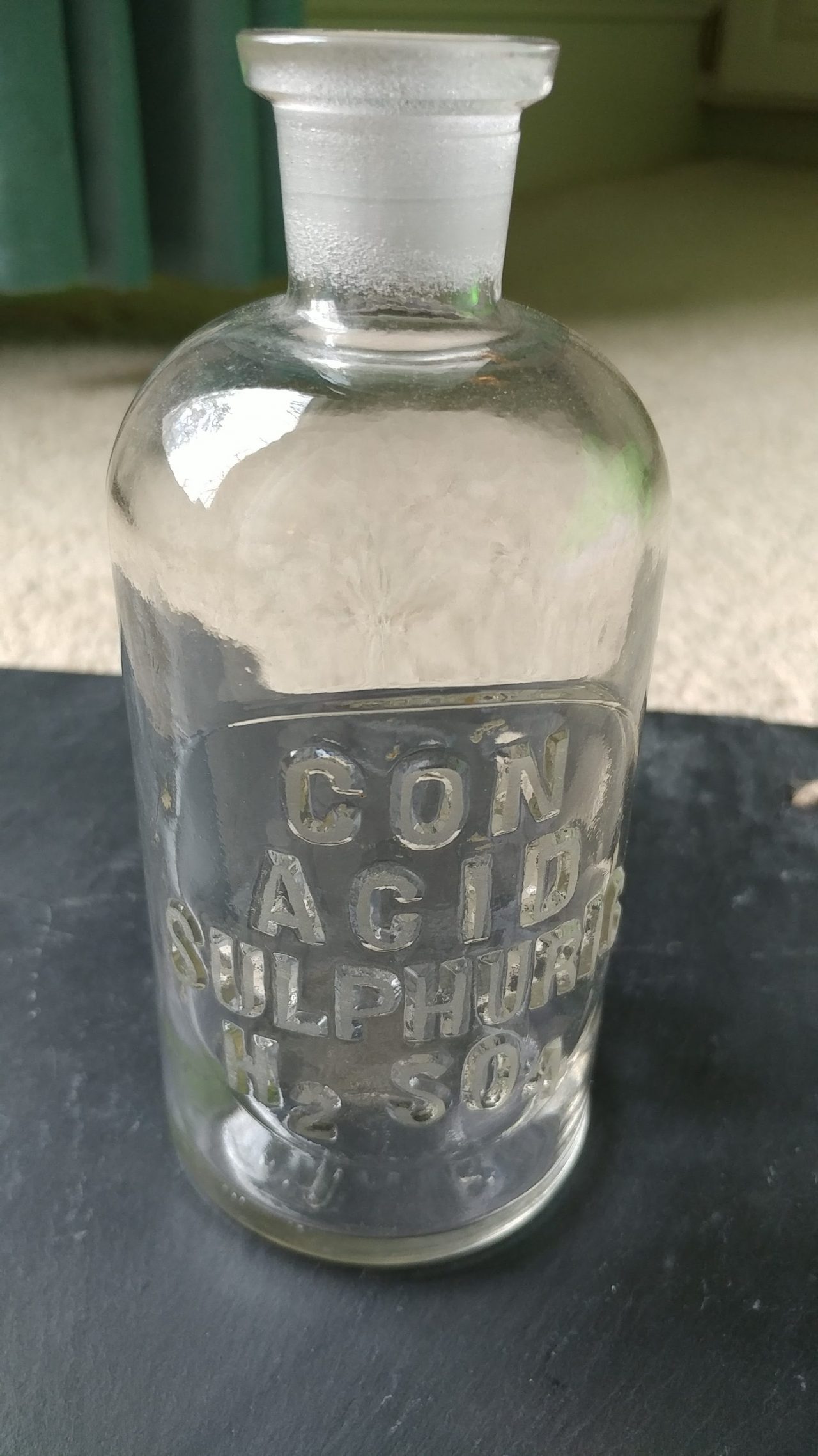 Vintage Embossed Sulphuric Acid Apothecary Bottle - LarryFlaxman.com