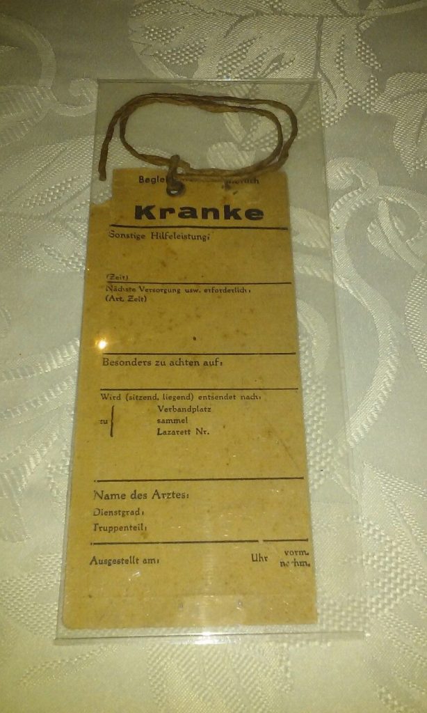Original WWII German Wounded Sick Tag RARE - LarryFlaxman.com